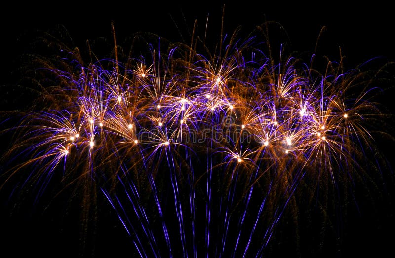 Beautiful Fireworks in Purple and Gold Stock Photo - Image of july ...