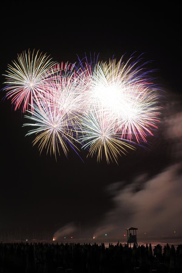 Fireworks at sea stock photo. Image of party, holiday - 101455854