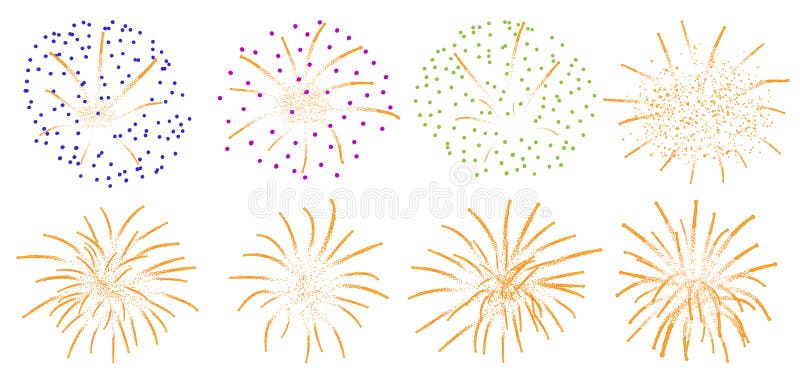 Beautiful Fireworks with Shining Sparks, Set. Vector Illustration Stock ...