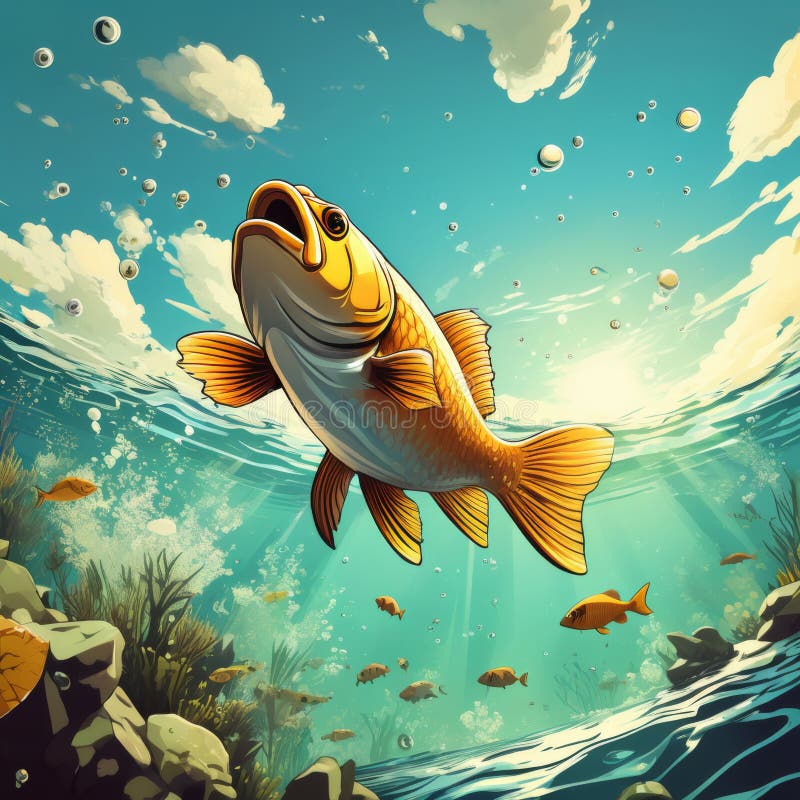 Beautiful Fish on the Background of Blue Ocean Editorial Stock Photo ...