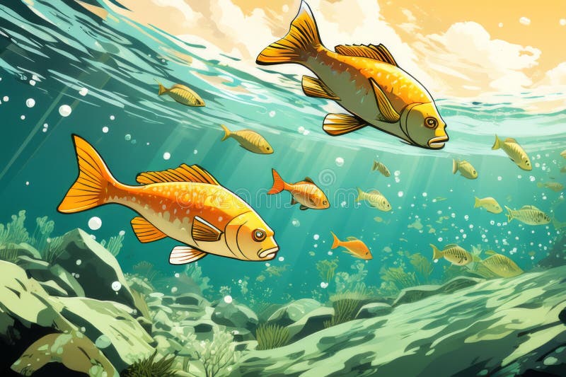 Beautiful Fish on the Background of Blue Ocean Editorial Stock Image ...