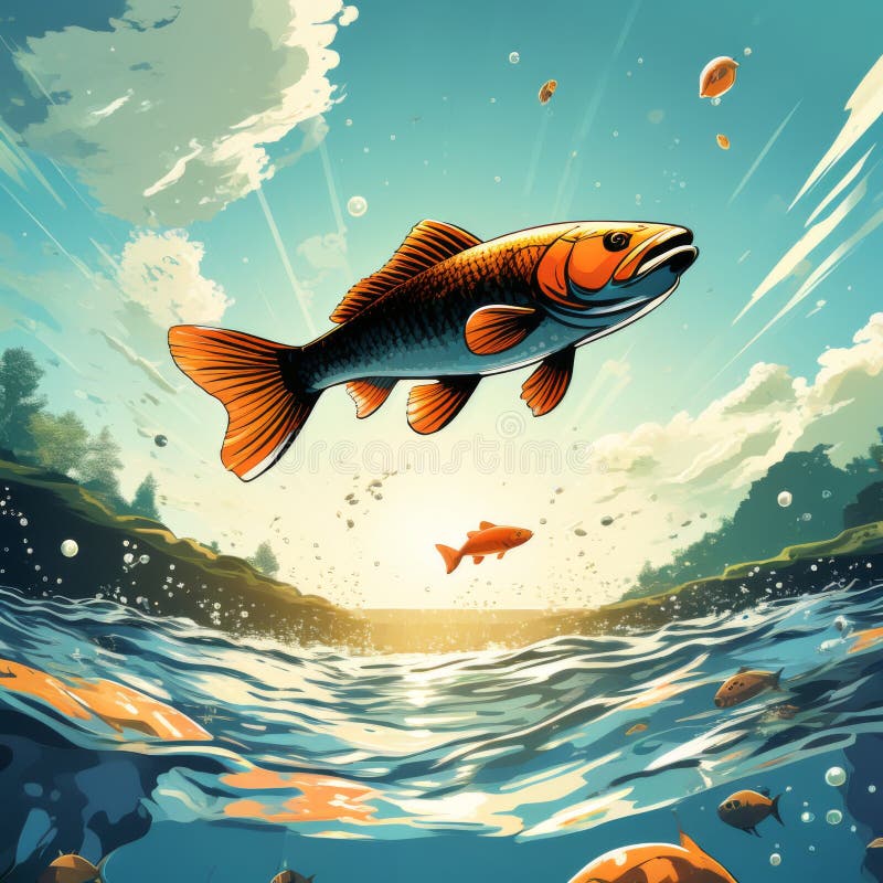 Beautiful Fish on the Background of Blue Ocean Stock Illustration ...
