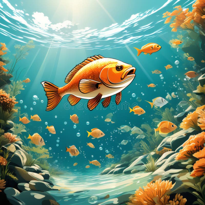 Beautiful Fish on the Background of Blue Ocean Editorial Stock Photo ...