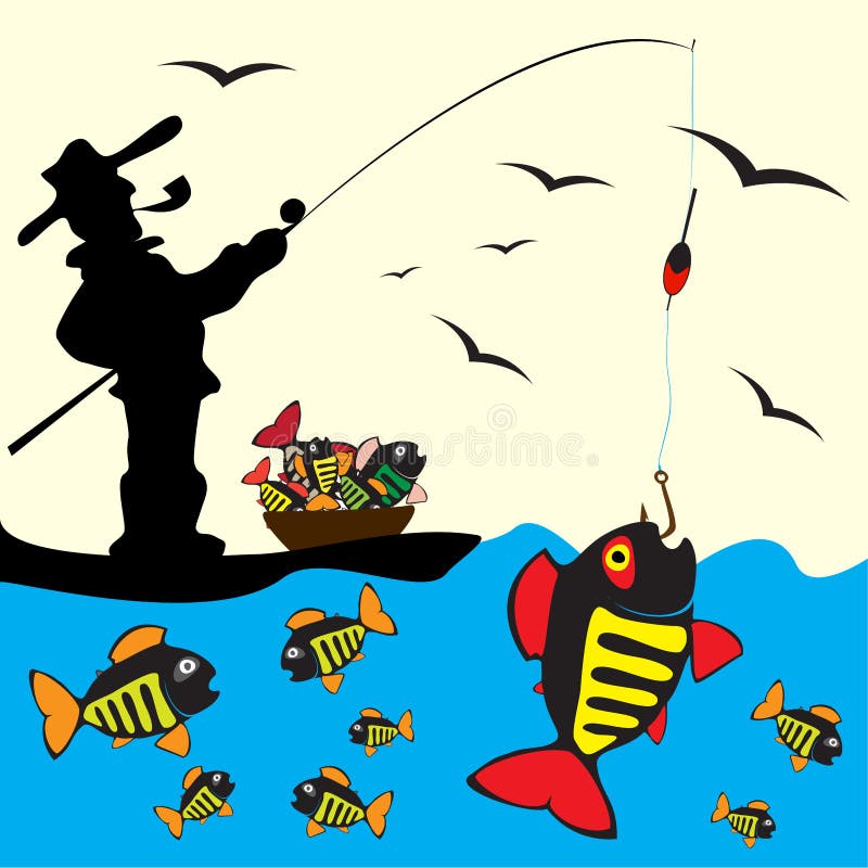 Beautiful Fish. Pattern Fishing. Beautiful Summer Hobby. Vector Poster ...