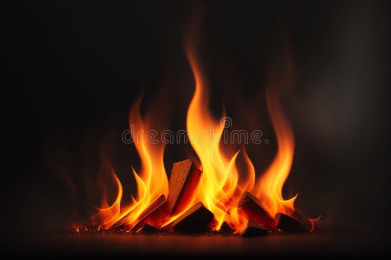 Beautiful Flames on Black Background. Generative AI Stock Illustration ...