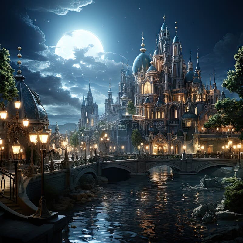 A Beautiful Floating City of Magic Composed of Ornate Structures and ...
