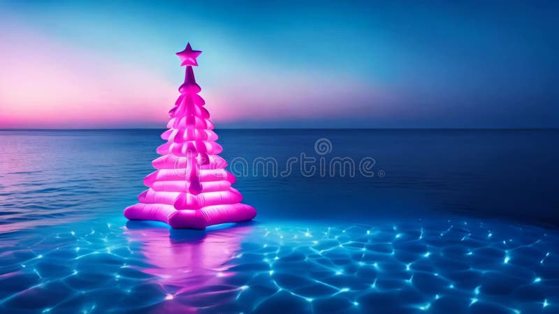 Beautiful Floating Pink Christmas Tree on Water Stock Footage - Video ...