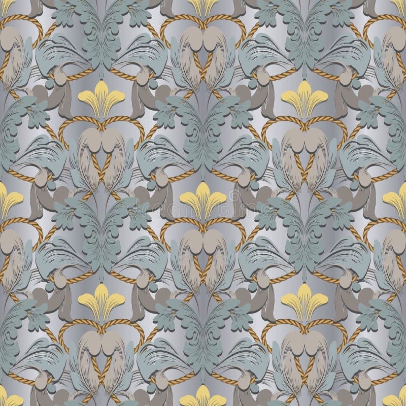 Beautiful Floral Baroque Style 3d Seamless Pattern. Elegance Ornamental ...