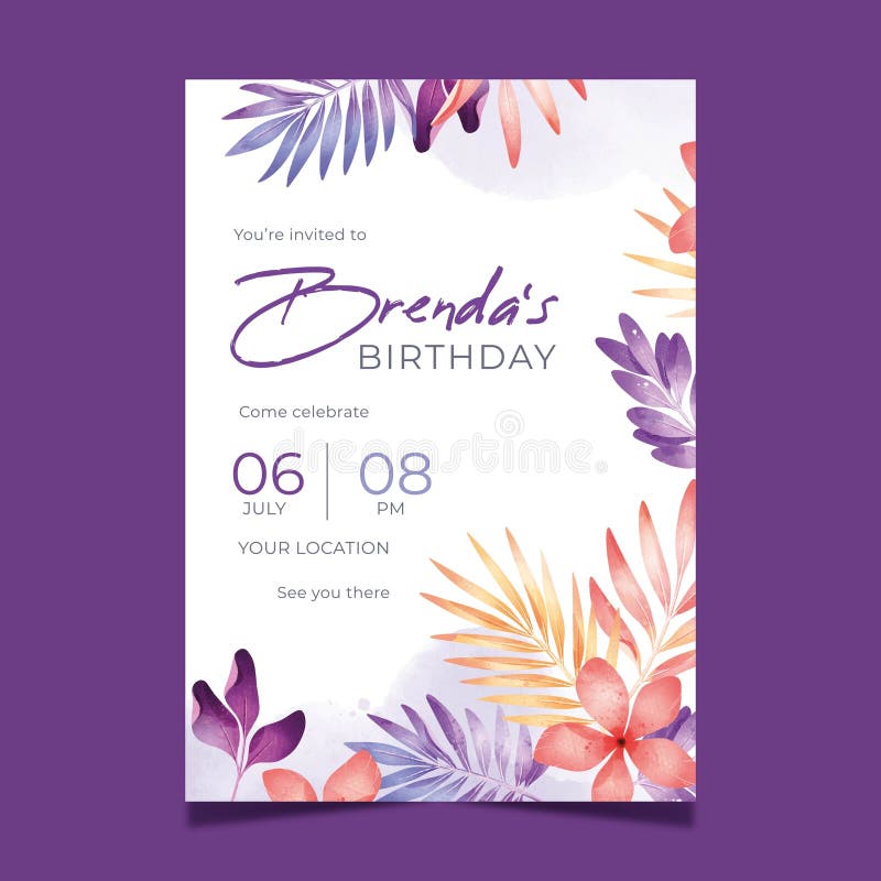 Beautiful Floral Birthday Invitation Template Vector Design ...
