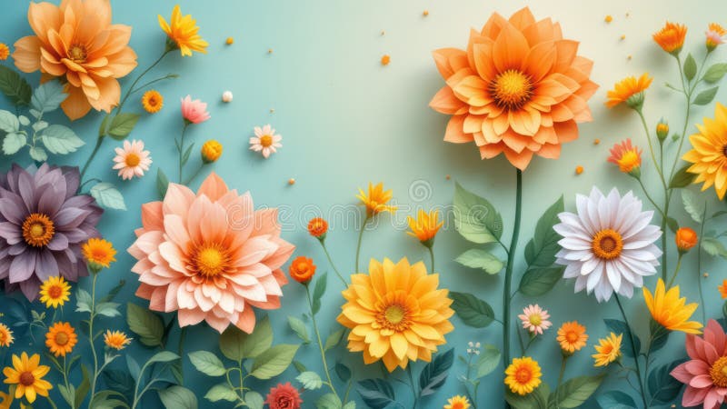 Beautiful Floral Craft Wallpaper. Fantasy Artwork Stock Illustration ...