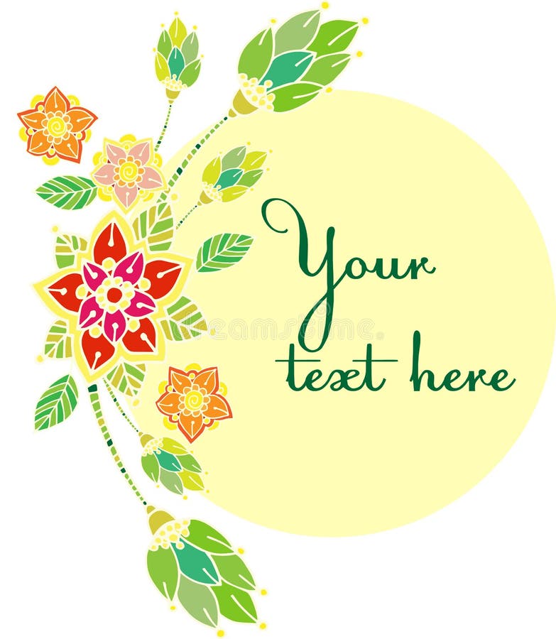 Beautiful Floral Decorative Vector Text Frame Withflowers Stock Vector ...
