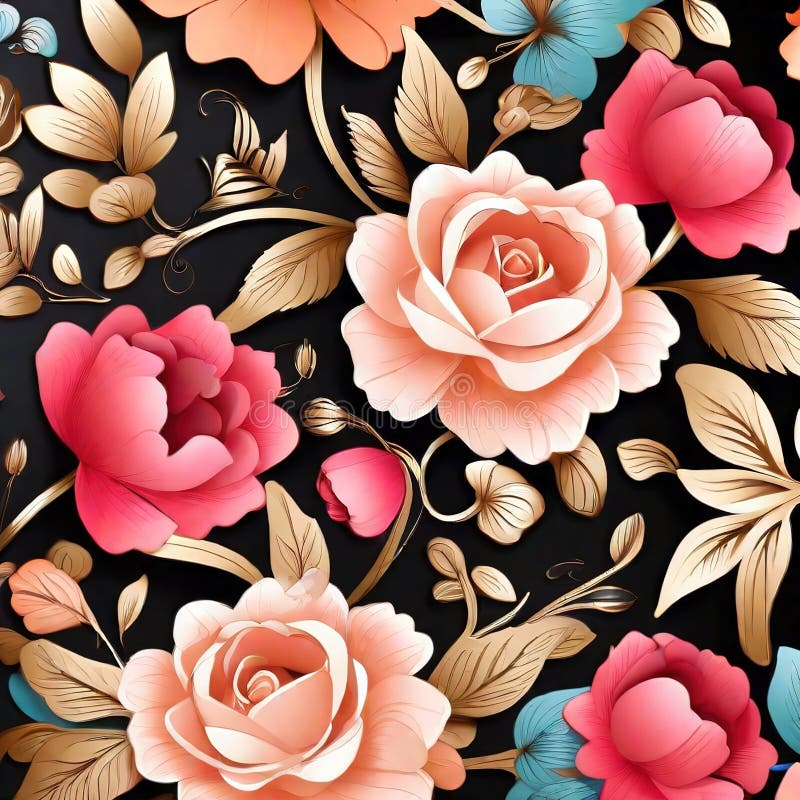 Beautiful Floral Flower Seamless Pattern Background for Premium Ai Generated Stock Illustration ...