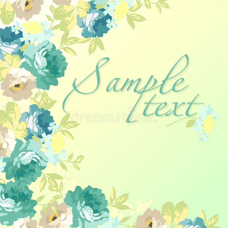 Beautiful Floral Greeting Card with Blue Roses Stock Vector ...