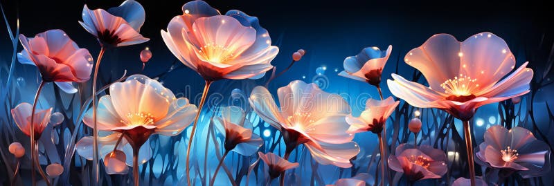 Beautiful Floral Horizontal Background with Poppies for Website Header ...