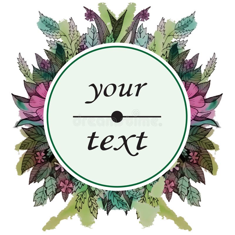 Beautiful Floral Label Round Shape Stock Illustration - Illustration of ...