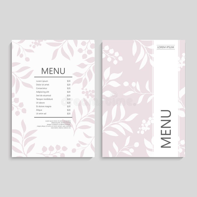 Beautiful Floral Menu Template Cards Stock Vector - Illustration of ...