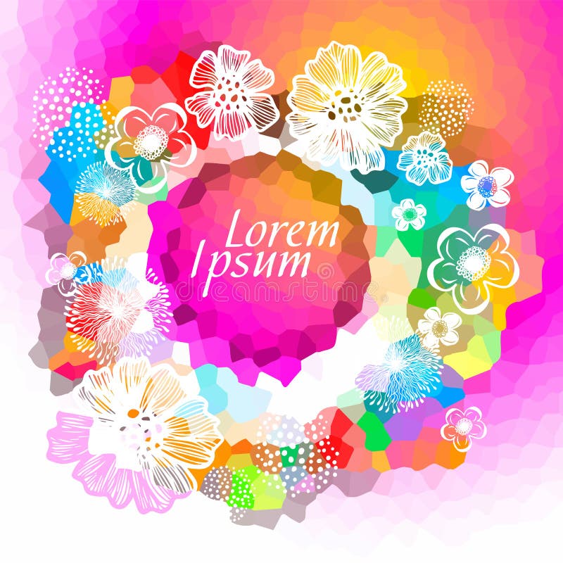 Beautiful Floral Multi-colored Frame. Vector Illustration Stock Vector ...