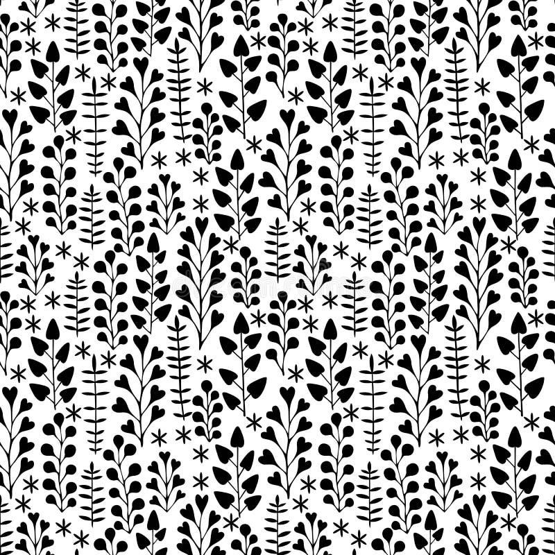 Beautiful Floral Ornament, Monochrome Vector Seamless Pattern. Stock ...