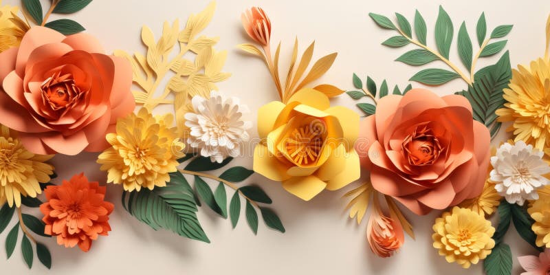 Beautiful Floral Paper Cut Wallpaper Stock Illustration - Illustration ...