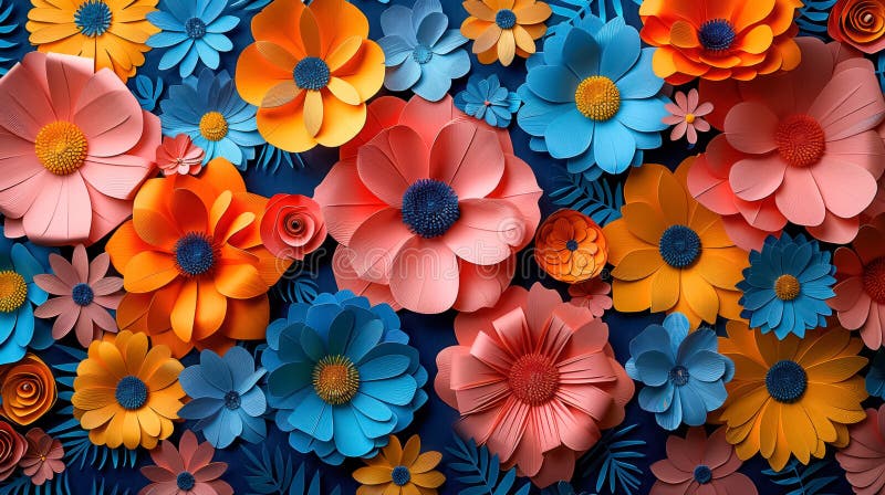 Beautiful Floral Paper Cut Wallpaper Stock Illustration - Illustration ...