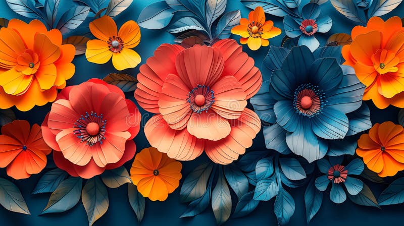 Beautiful Floral Paper Cut Wallpaper Stock Illustration - Illustration ...