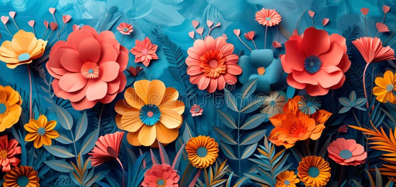 Beautiful Floral Paper Cut Wallpaper Stock Illustration - Illustration ...