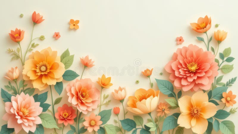 Beautiful Floral Paper Cut Wallpaper Stock Illustration - Illustration ...