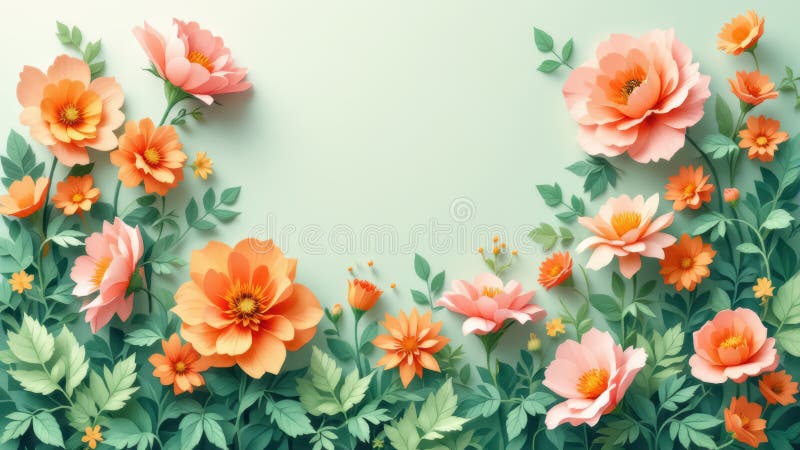 Beautiful Floral Paper Cut Wallpaper Stock Illustration - Illustration ...