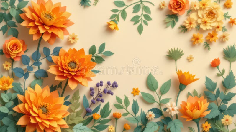 Beautiful Floral Paper Cut Wallpaper Stock Illustration - Illustration ...