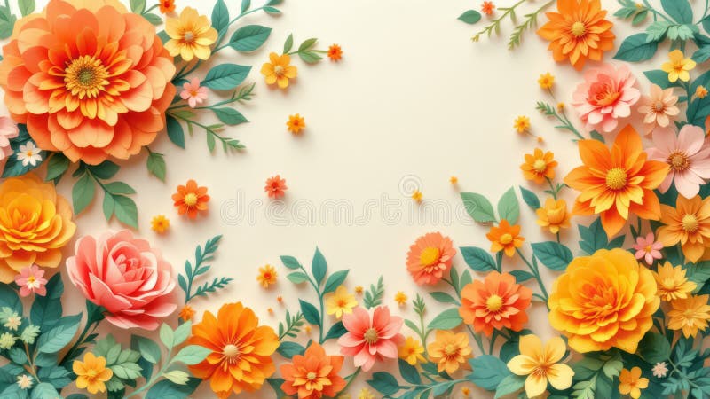 Beautiful Floral Paper Cut Wallpaper Stock Illustration - Illustration ...