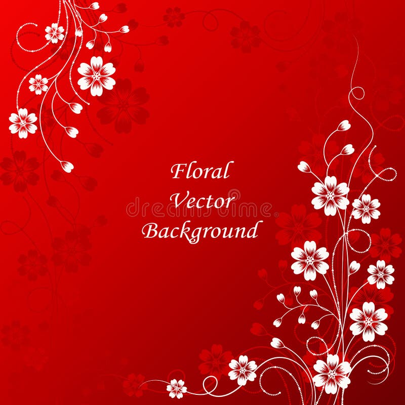 Beautiful Floral Pattern on Red Background Stock Vector - Illustration ...