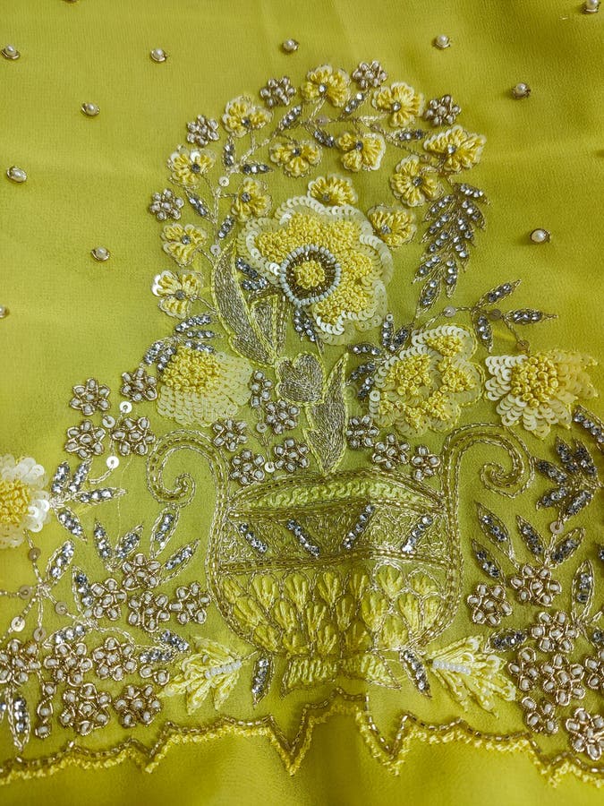 Beautiful Floral Pattern of Zardozi Hand Embroidery Stock Image - Image ...