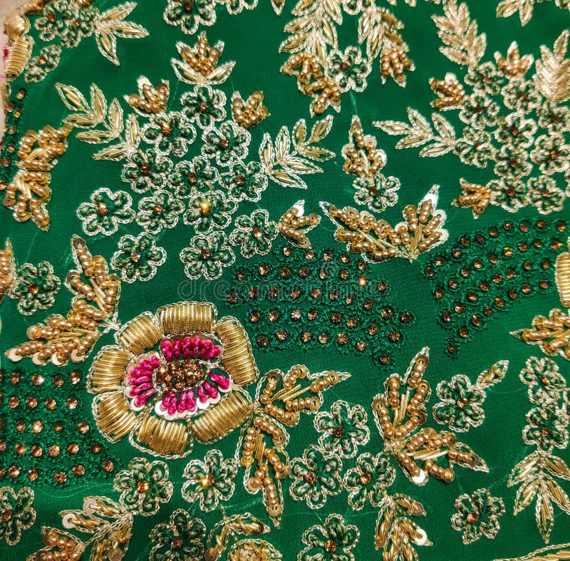 Beautiful Floral Pattern of Zardozi Handwork Stock Image - Image of ...