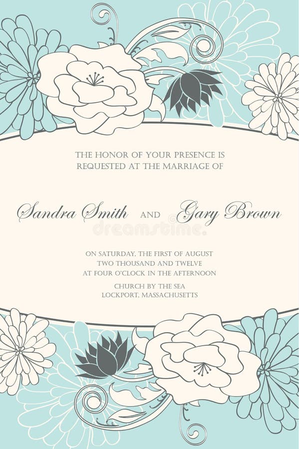 Beautiful Floral Wedding Invitations Stock Vector - Illustration of ...