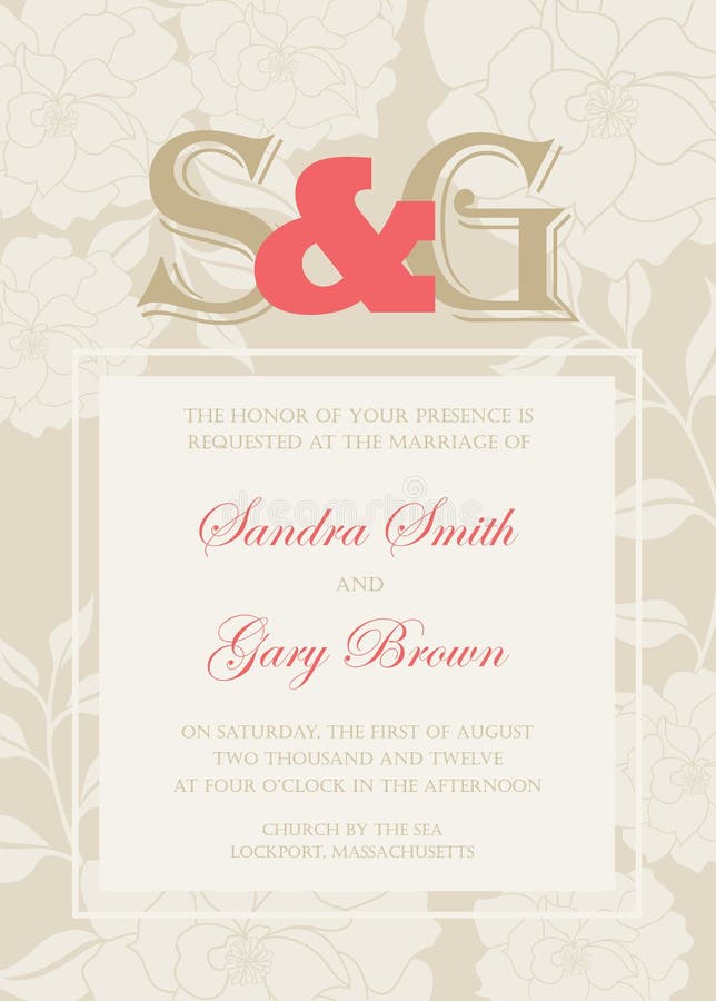 Beautiful Floral Wedding Invitations. Stock Vector - Illustration of ...