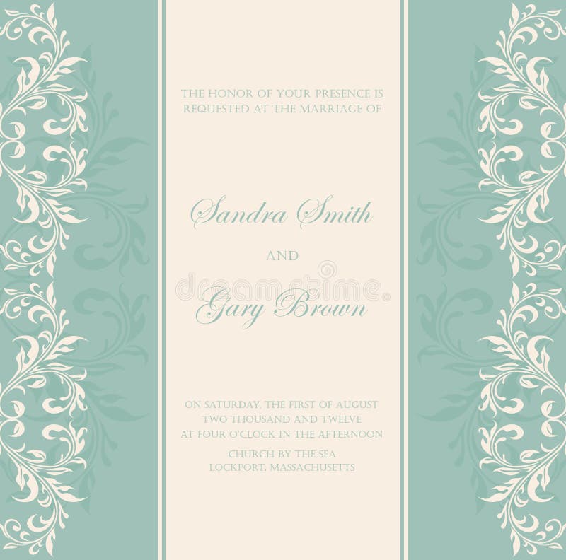 Beautiful Floral Wedding Invitations. Stock Vector - Illustration of ...