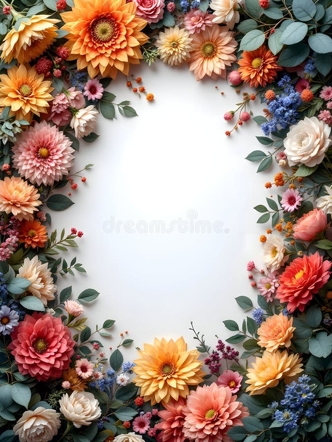 Beautiful Florar Design Frame Detailed Illustrated Stock Illustration ...