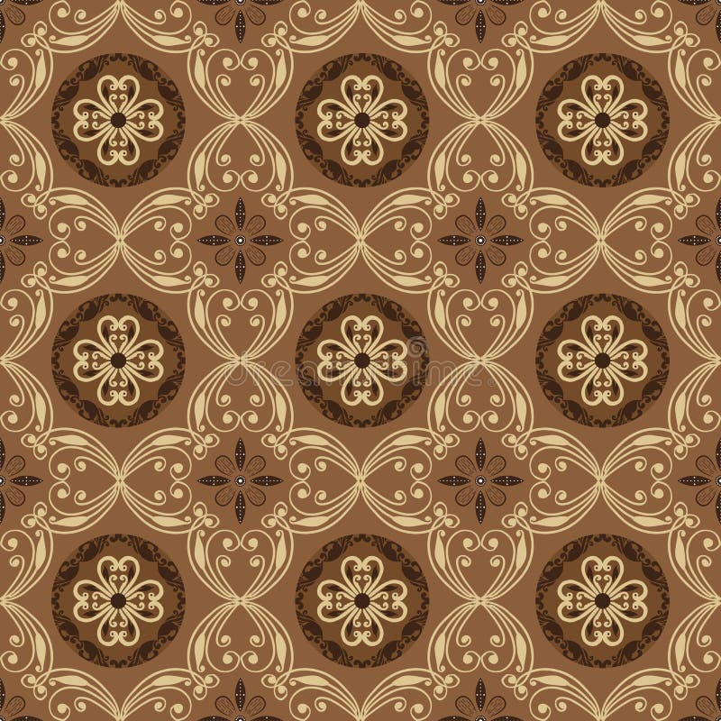 Beautiful Flower Batik Pattern with Seamless Mocca Brown Color Stock ...