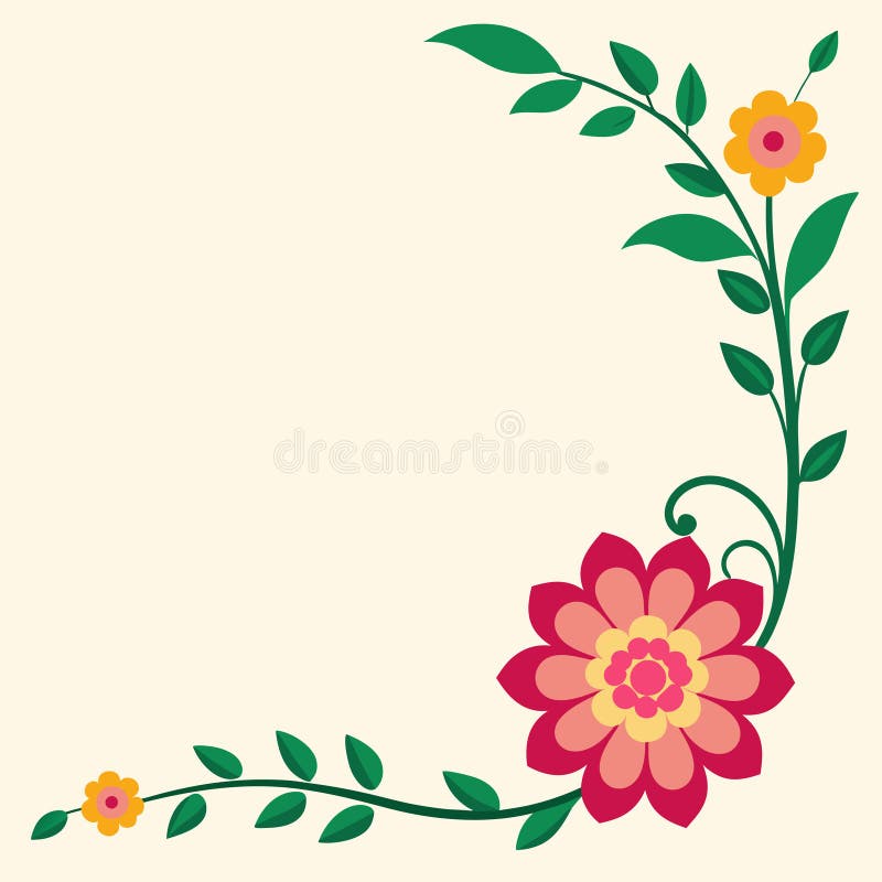 Elegant Flower Border Corner Decoration - Printable Graphic Design for ...