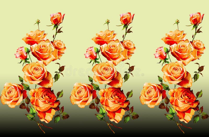 Beautiful Flower Bunch Horizontal Border Stock Illustration ...