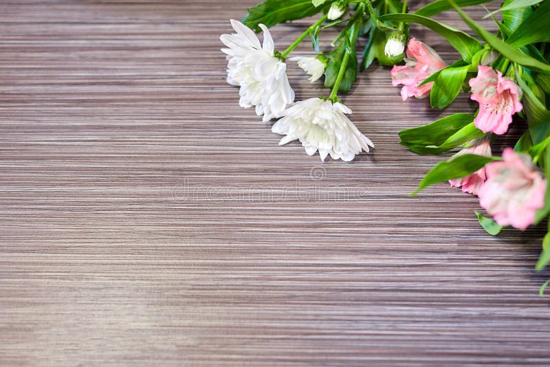 Beautiful Flower Composition on Table. Holiday Gift Concept Stock Photo ...