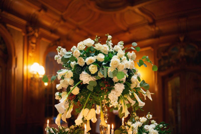 Beautiful Flower Decorations for the Wedding Ceremony. White Roses ...
