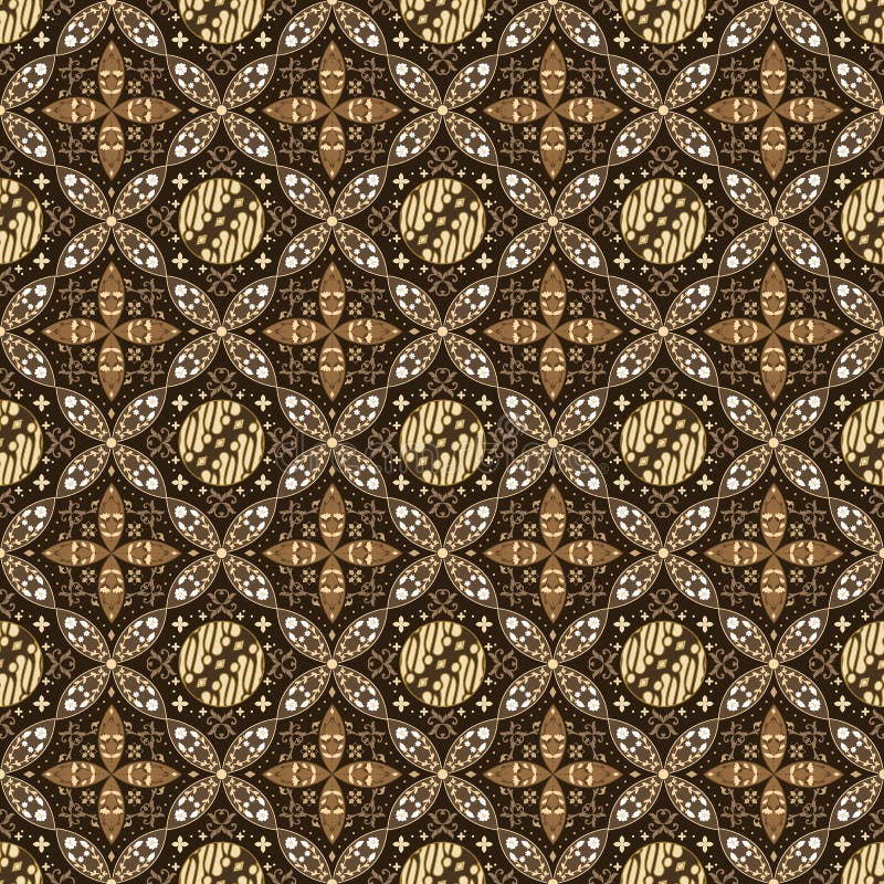Beautiful Flower Design on Central Java Batik with Simple Dark Brown ...
