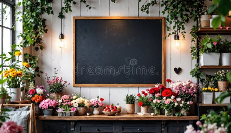 Beautiful Flower Display with Colorful Blooms and Baskets, Empty ...