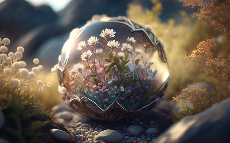 A Beautiful Flower Inside on Water with the Sun Light Stock ...