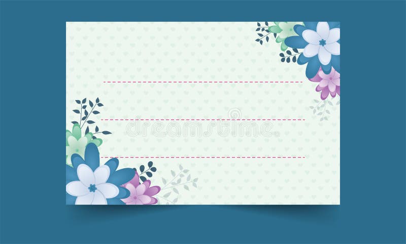 Beautiful Flower with Leaves Decorative Card or Notebook Label on Teal ...