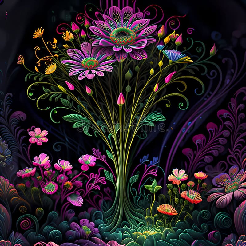 Beautiful Flower Magic Garden. Neural Network Generated Art Stock ...