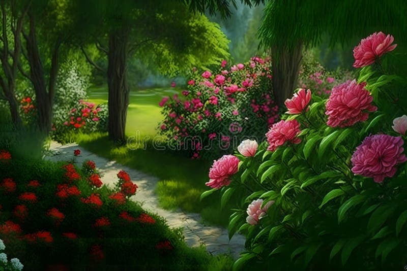 Beautiful Flower Magic Garden. Neural Network Generated Art Stock ...