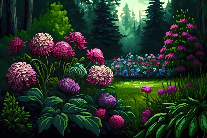 Beautiful Flower Magic Garden. Neural Network Generated Art Stock Photo ...