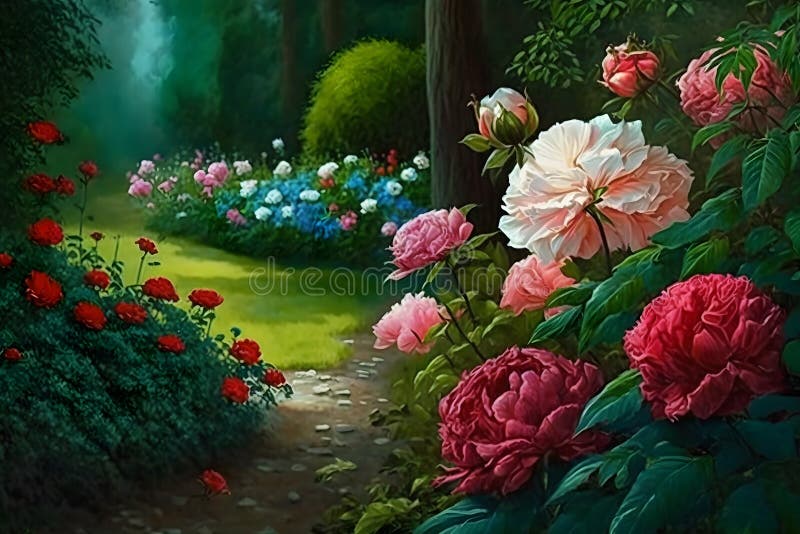 Beautiful Flower Magic Garden. Neural Network Generated Art Stock ...